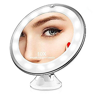FQYYDD Illuminated Makeup Mirror Make-Up Mirror With Led Light 10X Magnifying Glass Portable