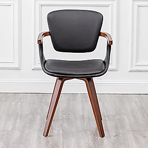 LUNLING Mid Century Modern Dining Chairs, Upholstered Black Leather Kitchen & Dining Room Chairs