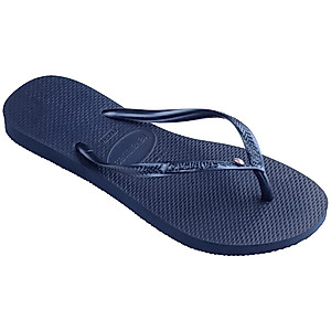 Havaianas Women's Slim Crystal SW II Flip Flops - Swarovski Crystal Embellishment - Navy Blue, 9-10