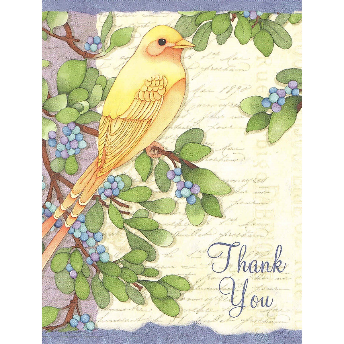 Joy Hall Winged Floral Thank You Cards (8 Cards; 4" x 5.25"; White Envelopes)
