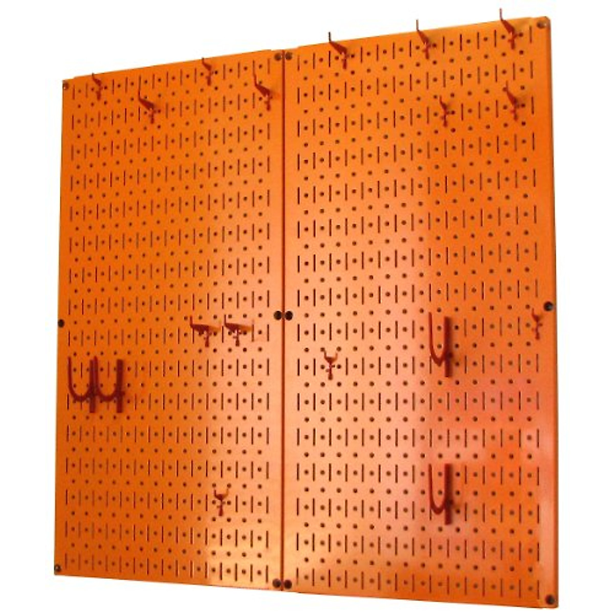 Wall Control Kitchen Pegboard Organizer Pots and Pans Pegboard Pack Storage and Organization Kit with Orange Pegboard and Red Accessories