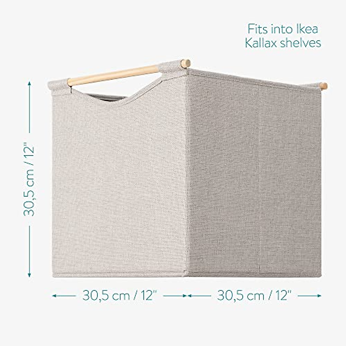 Navaris Foldable Storage Cubes (Set of 4) - 12x12x12 Storage Cube Bins Compatible with Kallax - Storage Bins for Shelf Unit Fabric and Wood Baskets