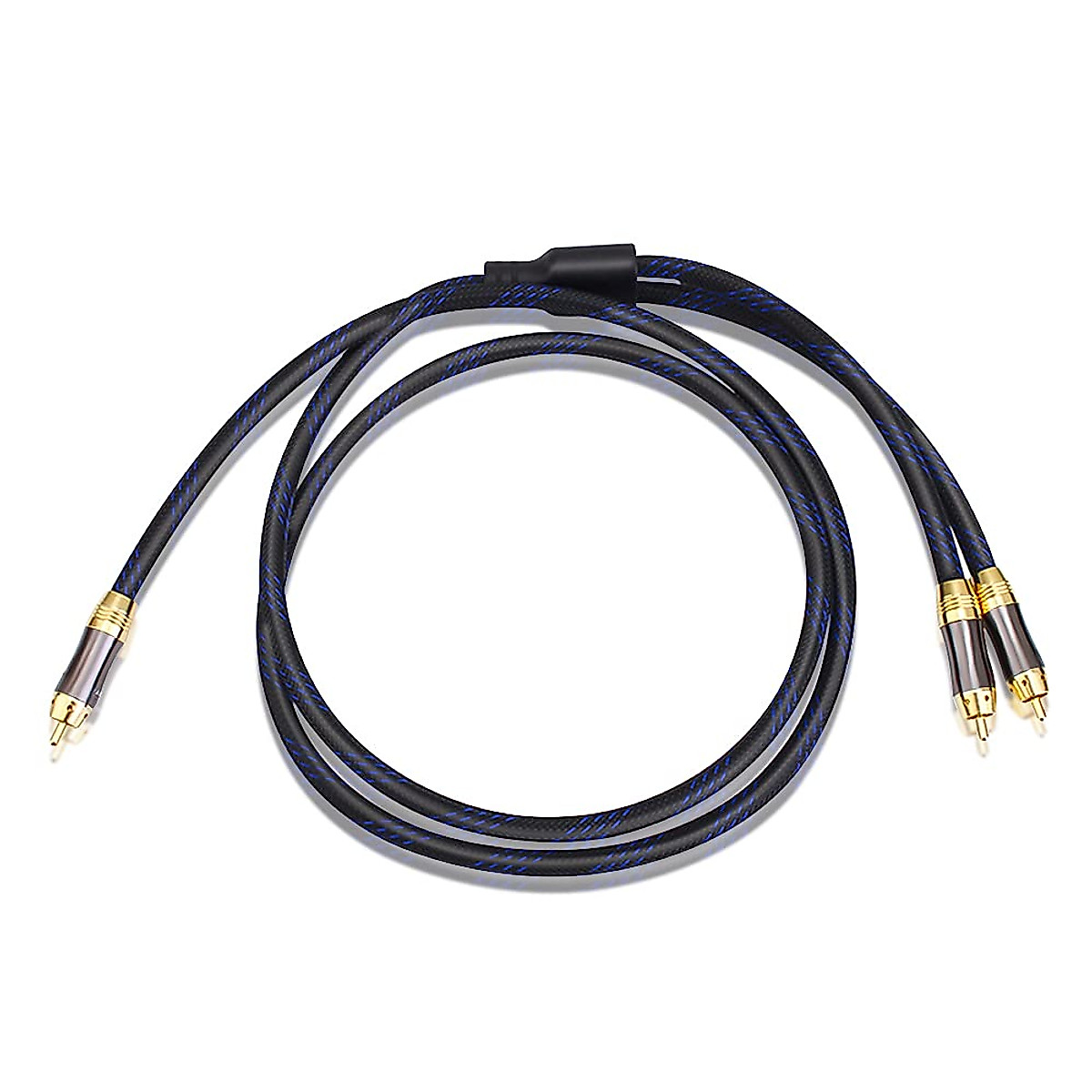 KUYIOHIFI Dual Shielded (OD 8.0mm) 1 RCA Male to 2 RCA Male Audio Cable RCA Y-Adapter Subwoofer Cable (2 Feet)