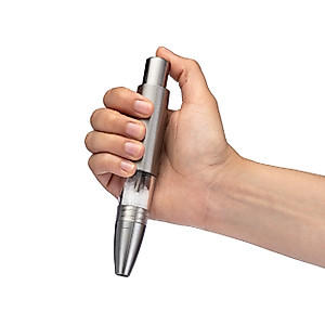 Executive Pen Salt and Pepper Grinder Set, Grind Gourmet Refillable Modern Thumb Button Grinders Use With Peppercorns, Sea and Himalayan Salts, Comes with Stand