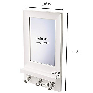 Command Mirror Organizer, Quartz, 1-Organizer with Key Hooks, 8-Medium Strips (HOM24MQ-ES), Great for dorm decor