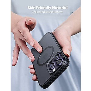 Lamicall Magnetic Case for iPhone 14 Pro - Magnet Case, Compatible for Magsafe, [Anti-Slip Edge] [MIL-Grade Airbag Shockproof], Translucent Hard Slim Protective Apple iPhone 14 Pro Cover Black