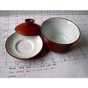 YXHUPOT Teacup Kungfu Zea bowl Zisha Red Clay black 4oz/130ml Cup Gaiwan Sancai Saucers (Red white)