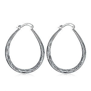 KUYIUIF 925 Sterling Silver Fashion Classic Fish Scales Hoop Drop Dangle Earring for Women
