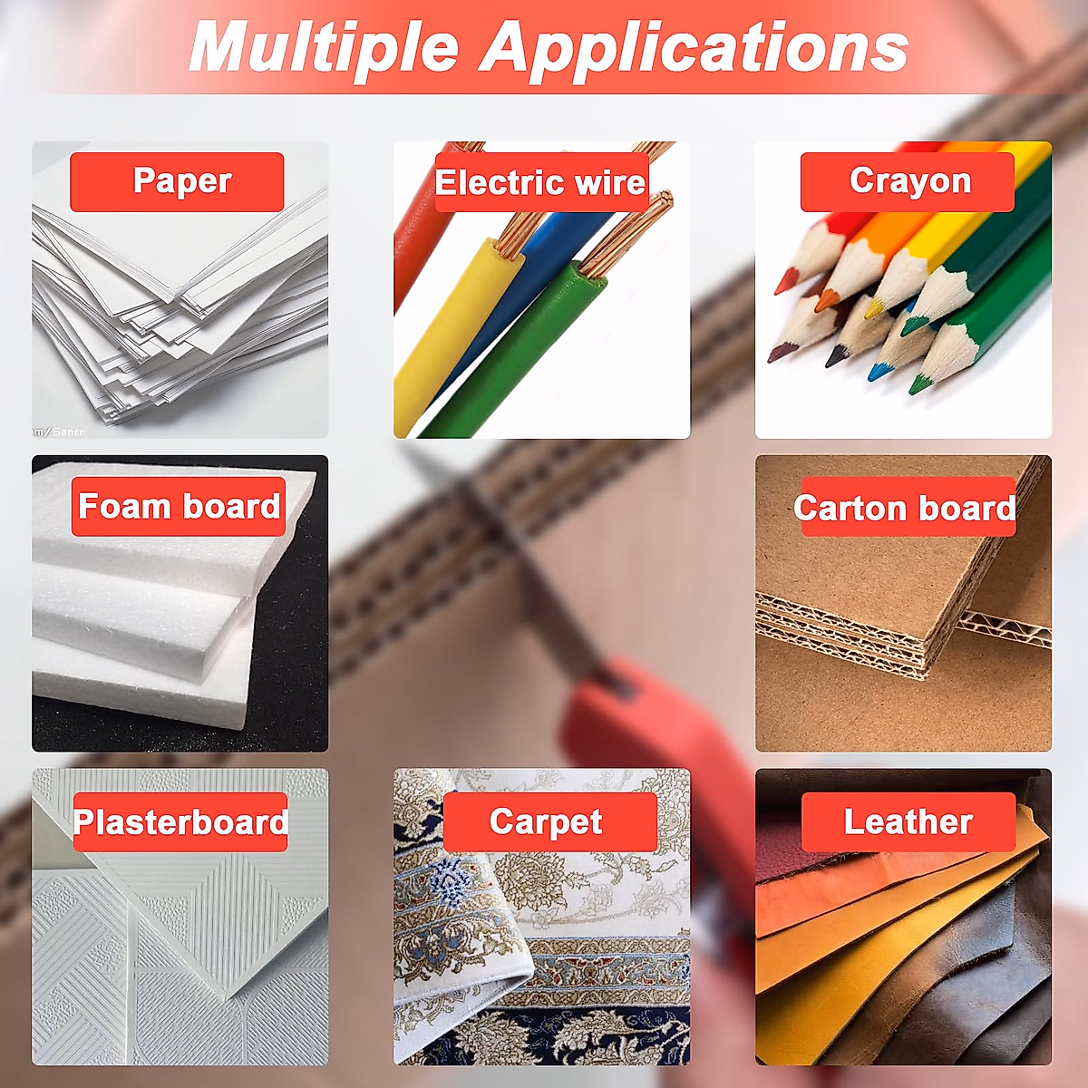 Heavy-duty Utility Knife with Comfortable Silicone Cover, Stainless Steel Retractable Box Cutter, Ergonomic Grip Handle, Quick Change Blade Snap off Cutter Knife with 10 Extra SK5 18mm Wide Blades