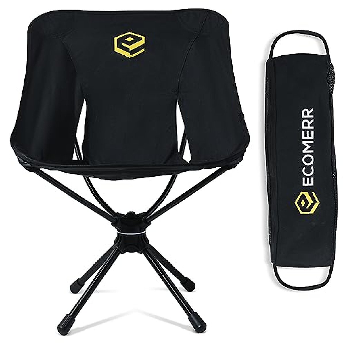 Ecomerr Portable Camping Chair - Bottle Sized Compact Foldable Chair with Carry Bag - Supports 330lbs - Outdoor Backpacking Chair Ultra Lightweight for Lawn, Hiking, Travel, Beach, Picnic