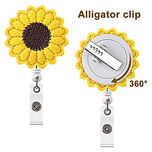 Badge Reel Holder, Accurate Stitching, Sunflower Retractable Badge Reels Reinforced Strap, Badge Clip for Kids, Badge Reel with Alligator Clip, Great Badge Holder for Women (1)