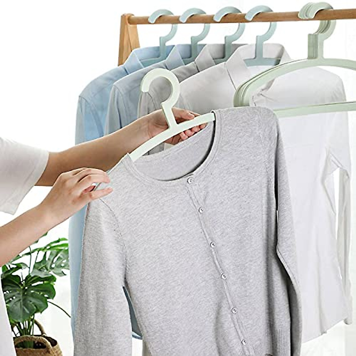 5 PCs Household Invisible Hanger Plain Plastic Drying Rack Adult Non-Slip Wet and Dry Dual-use Clothes Hanger