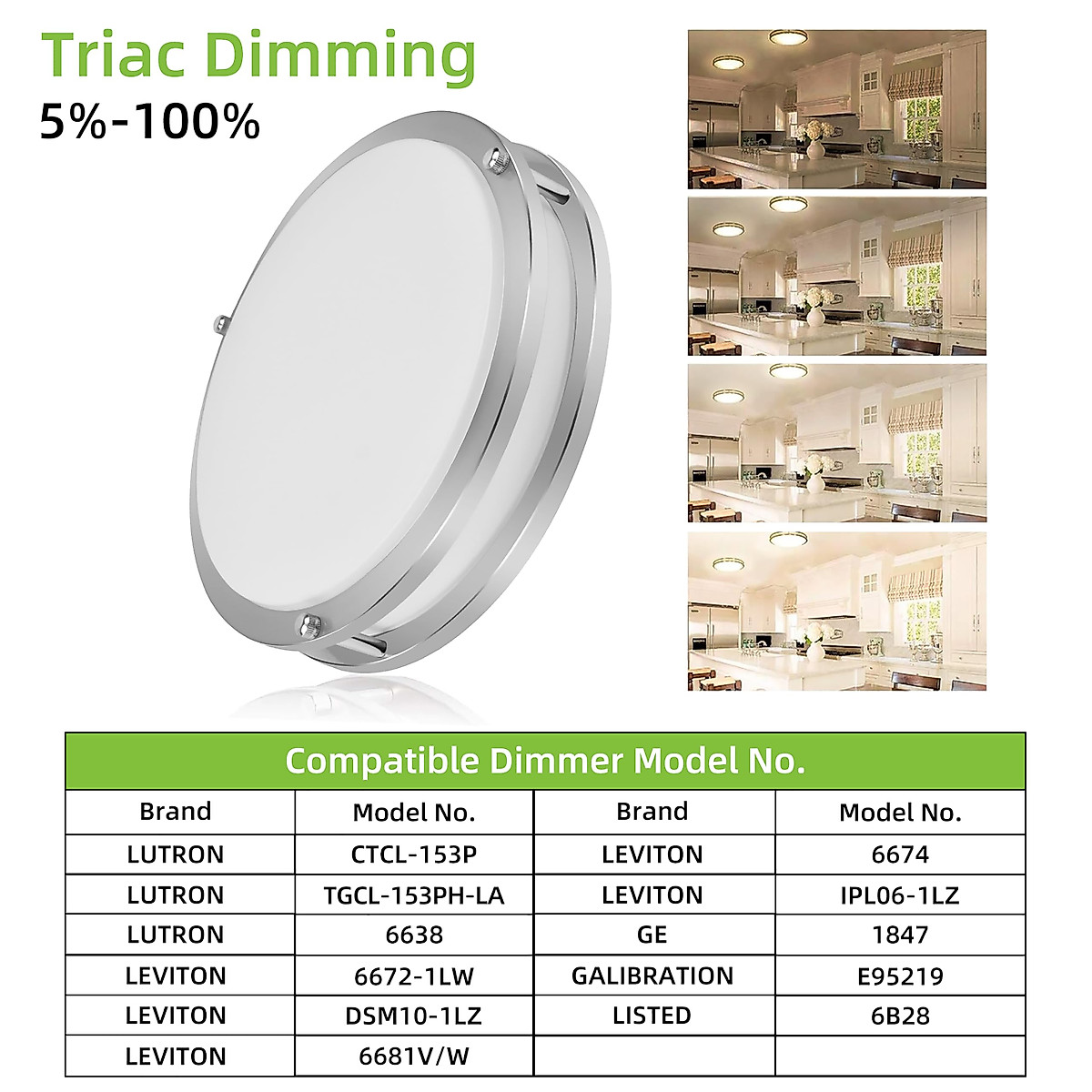 hykolity 10 inch Flush Mount LED Ceiling Light Fixture, 17W 1100lm, 2700K/3000K/3500K/4000K/5000K Adjustable Ceiling Lights, Brushed Nickel Saturn Dimmable Lighting for Hallway Bathroom - 2 Pack