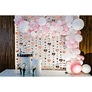 Rose Gold Party Decorations Backdrop Garland I Twinkle Star and Heart Hanging Banner for Bridal Shower Bachelorette Party Wedding Prom Favors