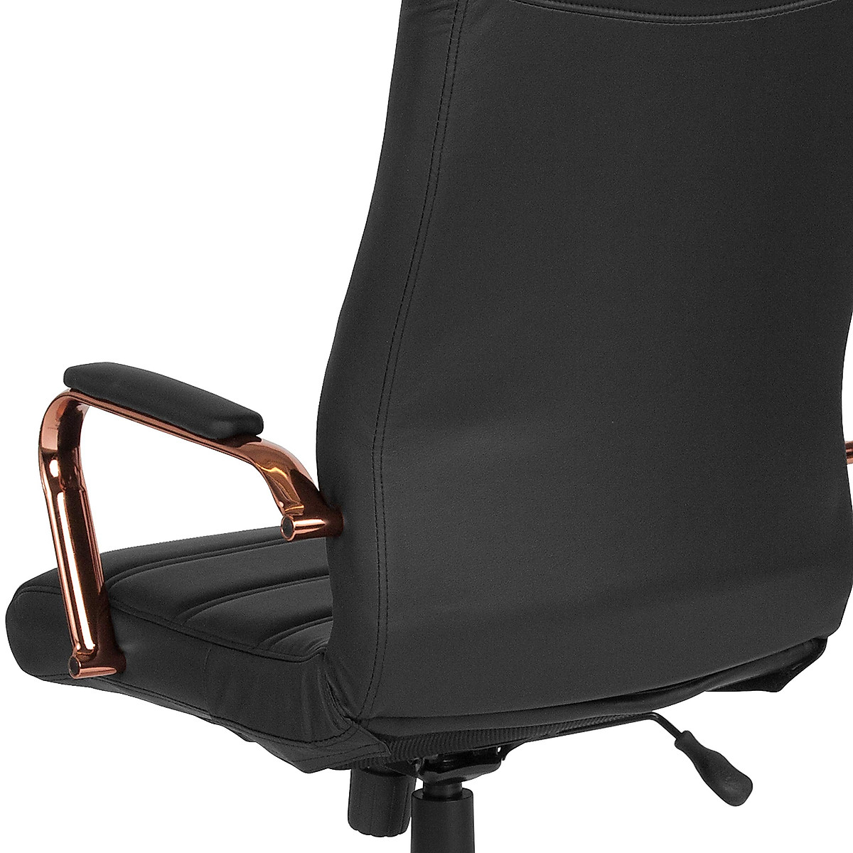 BizChair High Back Desk Chair - Black LeatherSoft Executive Swivel Office Chair with Rose Gold Frame - Swivel Arm Chair