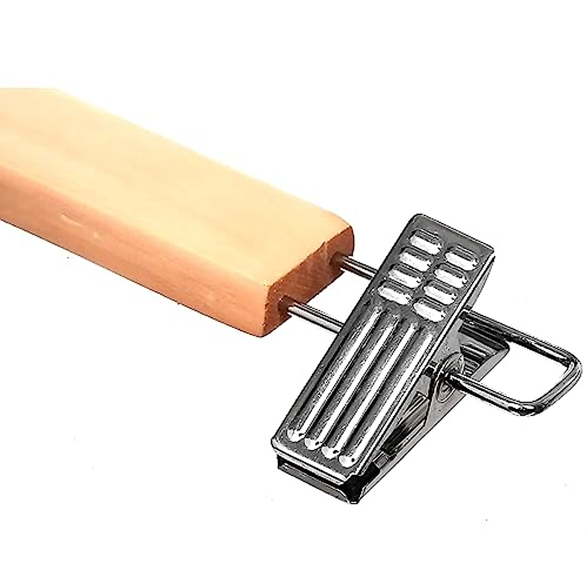 10 PACK Wooden Skirt Hangers with Clips - Smooth Finish Solid Wood Pants Hangers with clips - Natural Wood Color - Clip Hanger for Pant, Skirts, Slacks