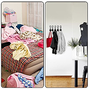 Tebery 16 Pack Rustic Double Looped Entryway Hooks Black Decorative Wall Mounted Coat Hooks with Screws