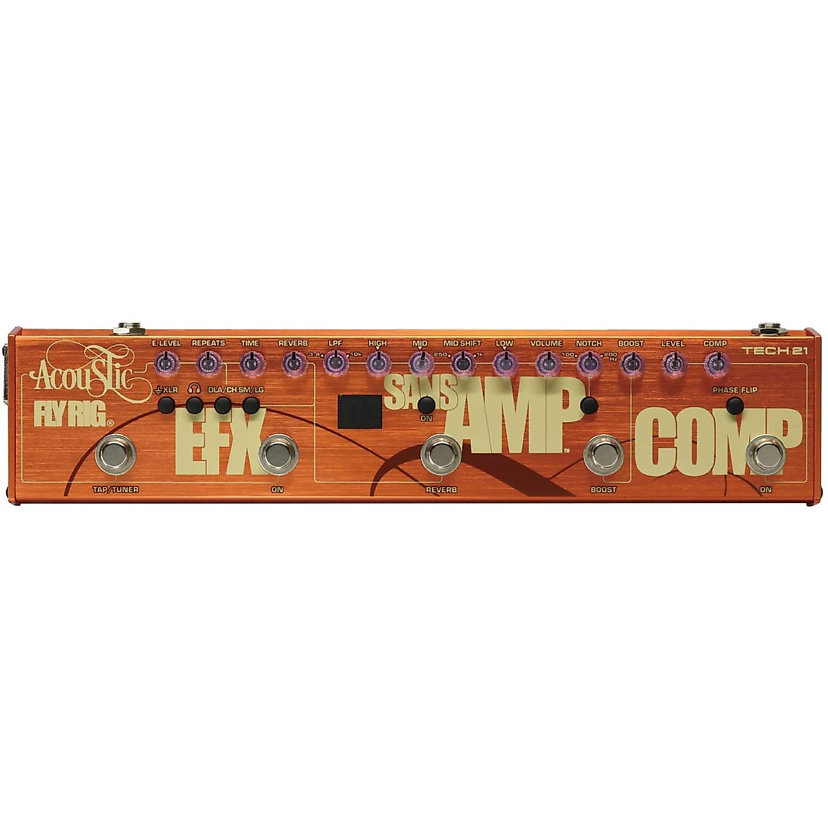 Tech 21 Acoustic Fly Rig Multi-Effects Pedal - Bundled with Dunlop Acoustic Pick Pack, Instrument Cable, Patch Cables and Universal String Winder