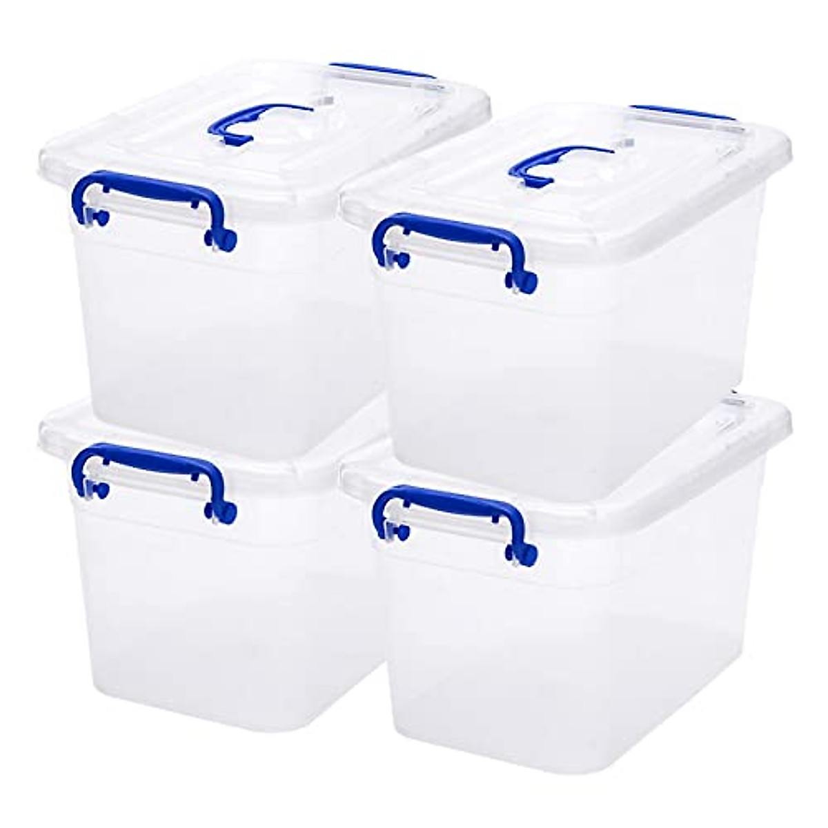 ZHENFAN 6.5 Quart Clear Storage Latch Box/Bin with Lids, 6.5 Liter Plastic Organize Bins with Handle, 4-Pack