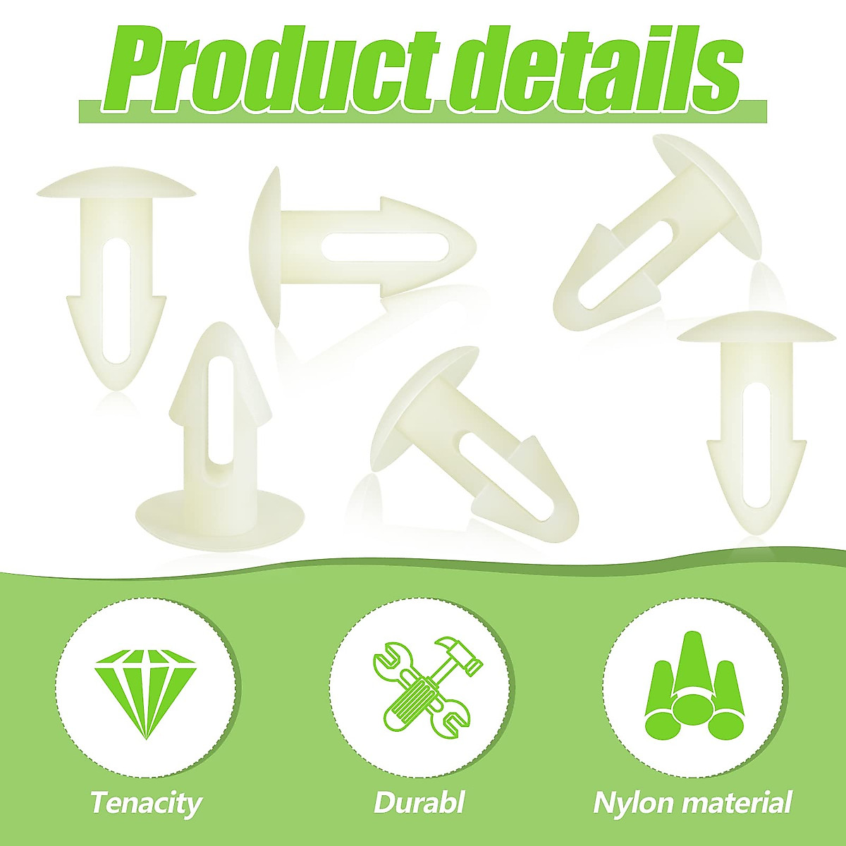 100 Pcs Strapping Rivets 15/64 Inch Hole Patio Strapping Fasteners for Patio Furniture Repair Webbing Lawn Chair Lounge Accessories, 0.66 x 0.48 Inch (White)