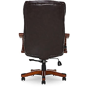 Serta Big and Tall Executive Office Chair with Upgraded Wood Accents, Win-Win Biscuit Bonded Leather