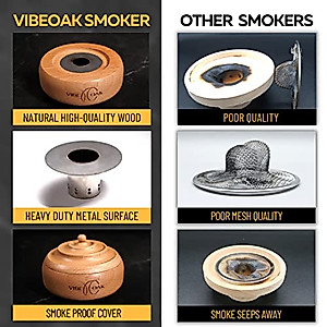 VibeOak Cocktail Smoker Kit with Torch 4 Flavors Wood Chips Bourbon - Cocktail Smoker Drink Whiskey Gift for a Friend - Easy to Use Drink Smoker Old Fashioned Cocktail Kit (Without Butane) (Black)