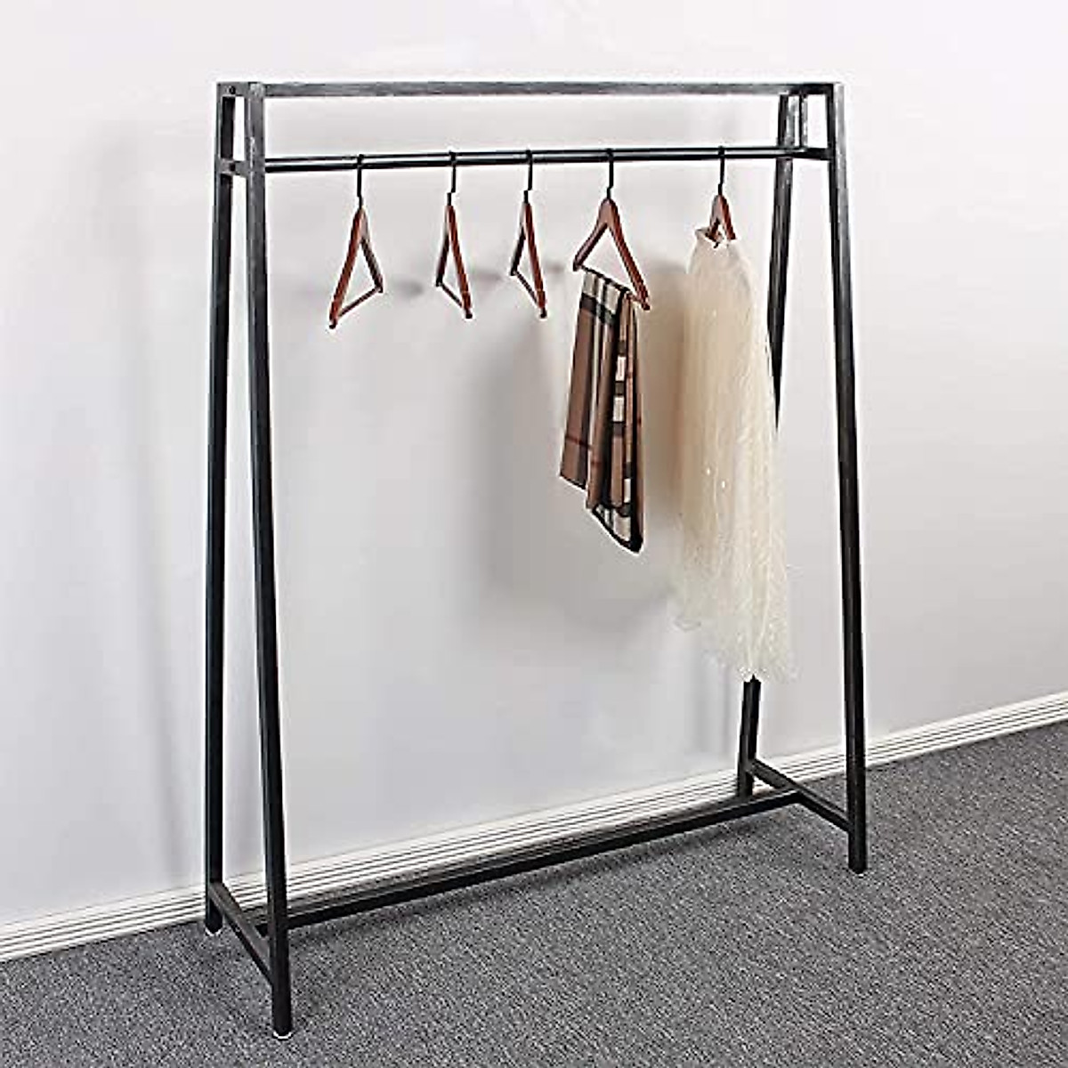 WJJAYY Moden Metal Clothes Rack with Clothing Hanging Rack Organizer for Laundry Drying Rack Display Racks Garment Racks,Retro Black