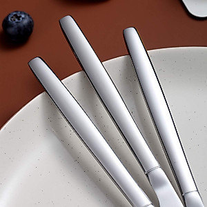 Berglander Dinner Knives Set Of 6, Stainless Steel Shiny Modern Dinner Knife, Butter Knife Table Knives Dishwasher Safe