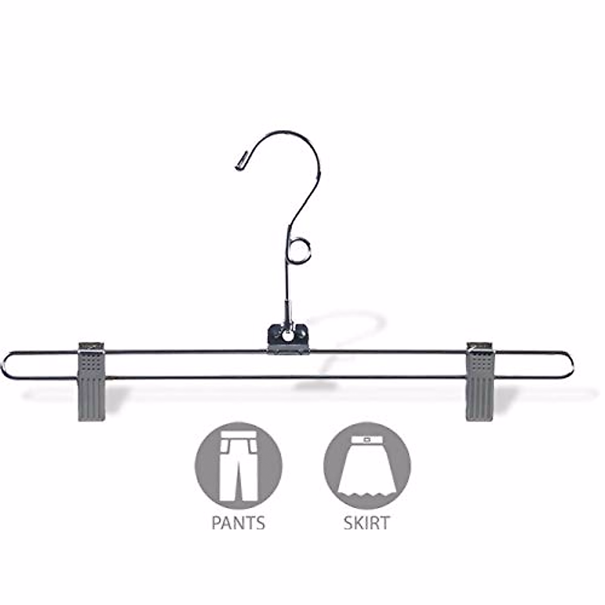 Chrome Metal Salesman Bottom Hanger with Clips and Loop on Neck in 12" Length X 1/8" Thick, Box of 50