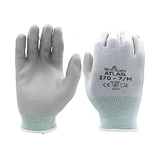 SHOWA Atlas 370W Nitrile Palm Coating Glove, White, X-Large (Pack of 12 Pairs)