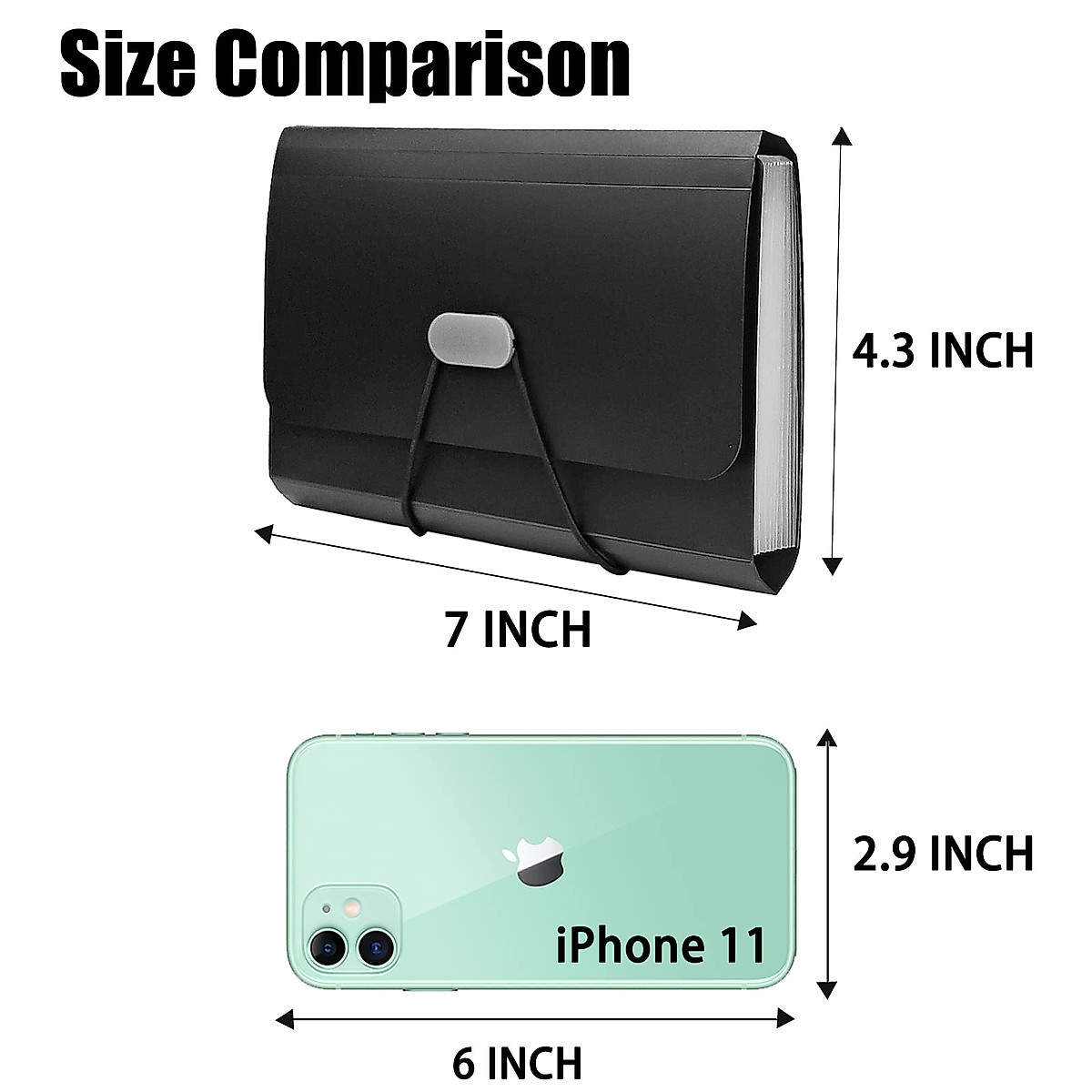 2 Pack 13 Pockets Accordion File Organizer, A6 Letter Size, 7x4.3 Inch, Expanding Receipt Invoice Coupon Folder, Mini Money Card Wallet Holder, Small File Paper Document for Home Office School