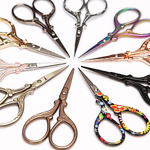 GAIFONGRE 3.5 inch Sewing Embroidery Scissors, Straight Sharp Stainless Steel Sharp Scissors with leather sheath cover,DIY tools for Threading Needlework Dressmaker Artwork Everyday Use (Bronze)