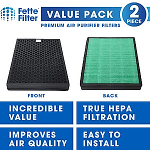 Fette Filter - Replacement True HEPA Air Purifier Filter Set Compatible with Coway Airmega MAX 2 300/300S Smart. Compare to Part # 3111635 - Pack of 2