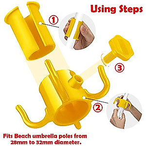 5 Pack Beach Umbrella Hanging Hook, 4-Prongs Beach Umbrella Hanging Hook, Adjustable Plastic Umbrella Hook for Towels Camera Clothes Hats Sunglasses Bag, Beach Camping Travel Supplies