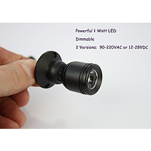 Micro Pivoting LED Spotlight - 1 Watt High Power LED Lamp - Tiny Size, Cool White LED, 12 to 28VDC