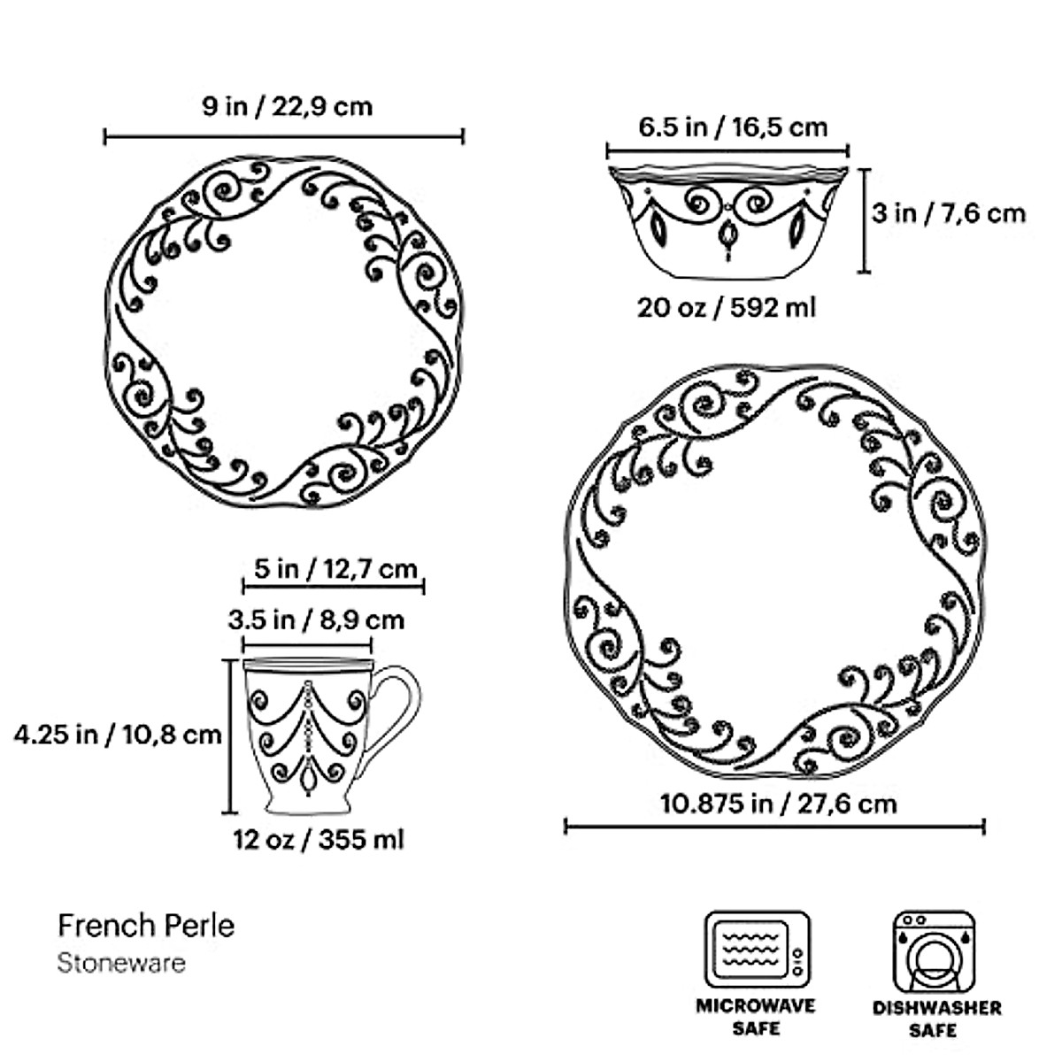 Lenox French Perle 4-Piece Place Setting, Ice Blue,12 oz