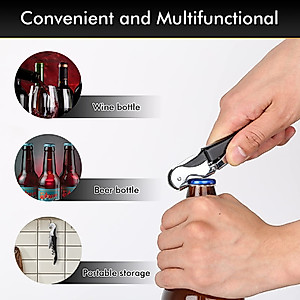 Professional Waiter Corkscrew Wine Openers Set (2 PCS),Upgraded With Heavy Duty Stainless Steel Hinges Wine Key for Restaurant Waiters, Sommelier, Bartenders (Black 2 Packs)