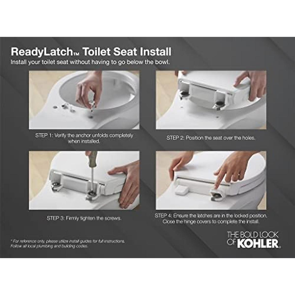 KOHLER 4636-RL-0 Cachet ReadyLatch Quiet Close Elongated Toilet Seat, White & Purewash Toilet Seat Attachment for Bidet functionality, 22860-0, White