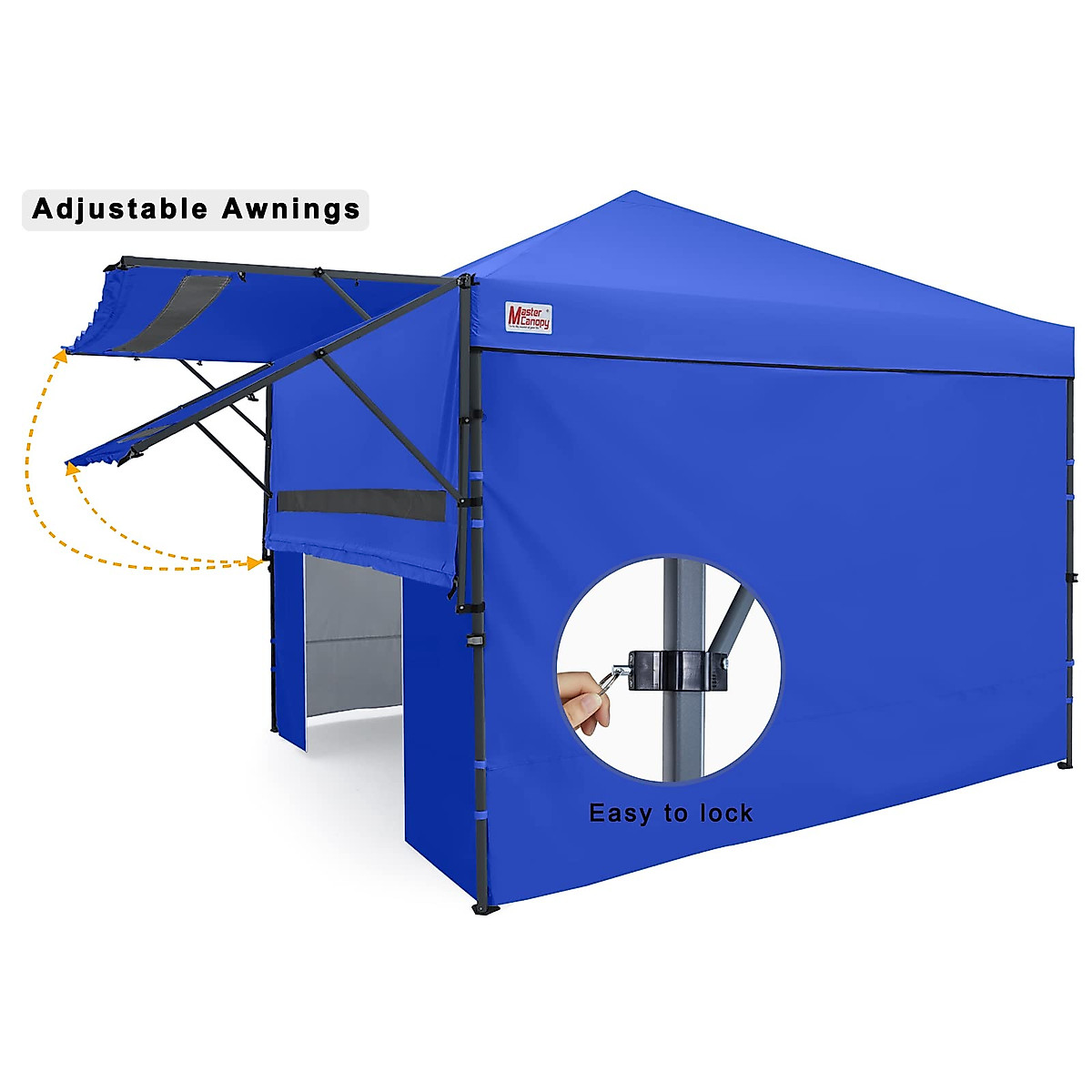 MASTERCANOPY Pop up 10x10 Canopy Tent with Awning and Sidewalls, Blue