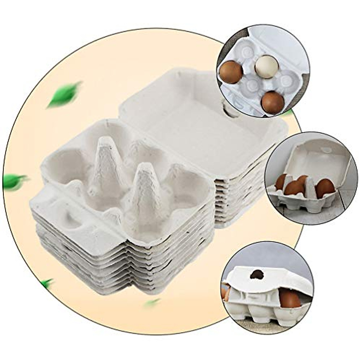 Cabilock 20pcs Egg Cartons Paper Trays Printed Natural Pulp Egg Cartons Holds Up to 6 Eggs Biodegradable Pulp Fiber Egg Flats Egg Organizing Cases