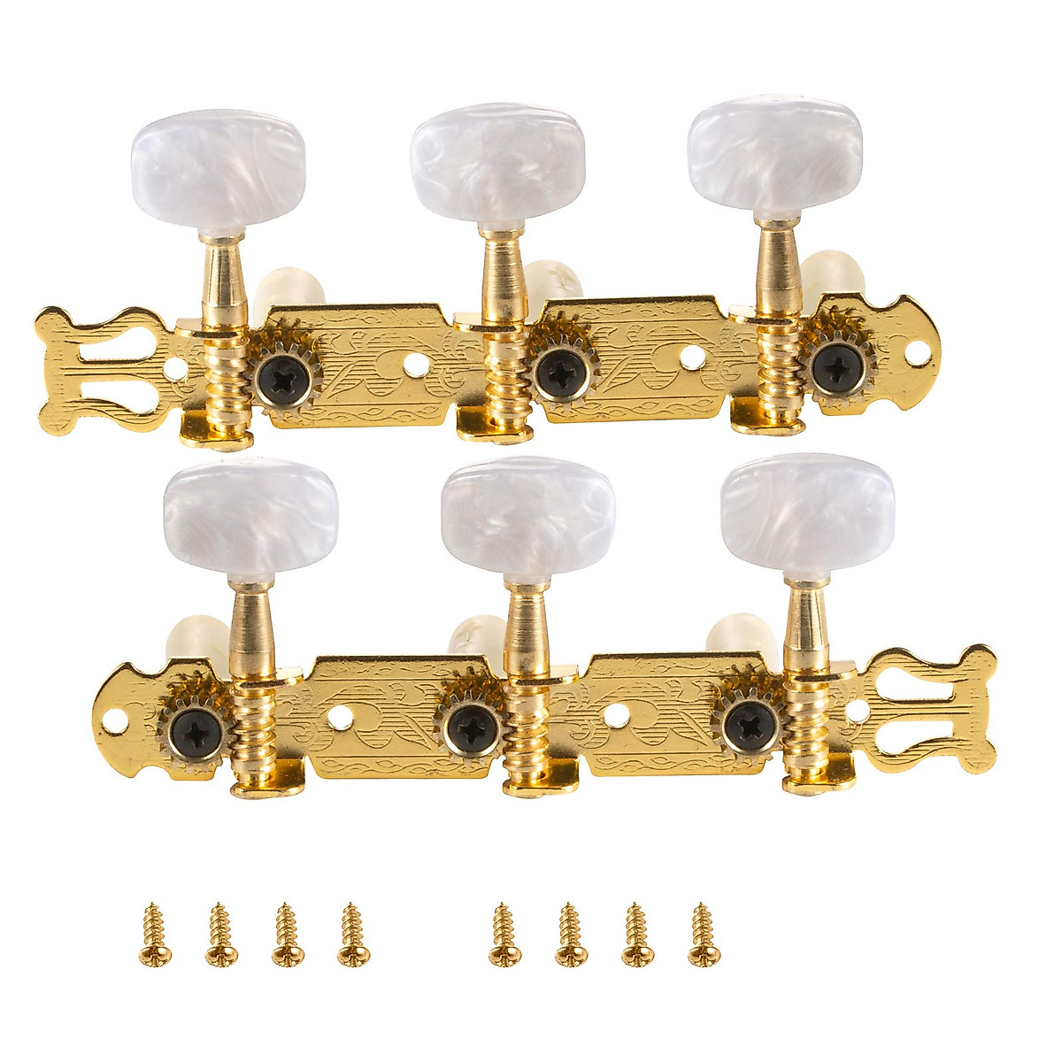 Randon Classical Guitar String Tuning Peg Tuner Machine Heads Tuning Key Pegs 3+3 Tuners for Nylon Strings (GOLD)