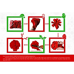 3pcs Red Velvet Ribbon Christmas Bows with Gold Wire, Handmade(26”x 12”) Large Ribbon Bows, Thanksgiving / Christmas Tree Topper, Garland/ Wreath Bow, Tree Topper, Wired Red Christmas Bows