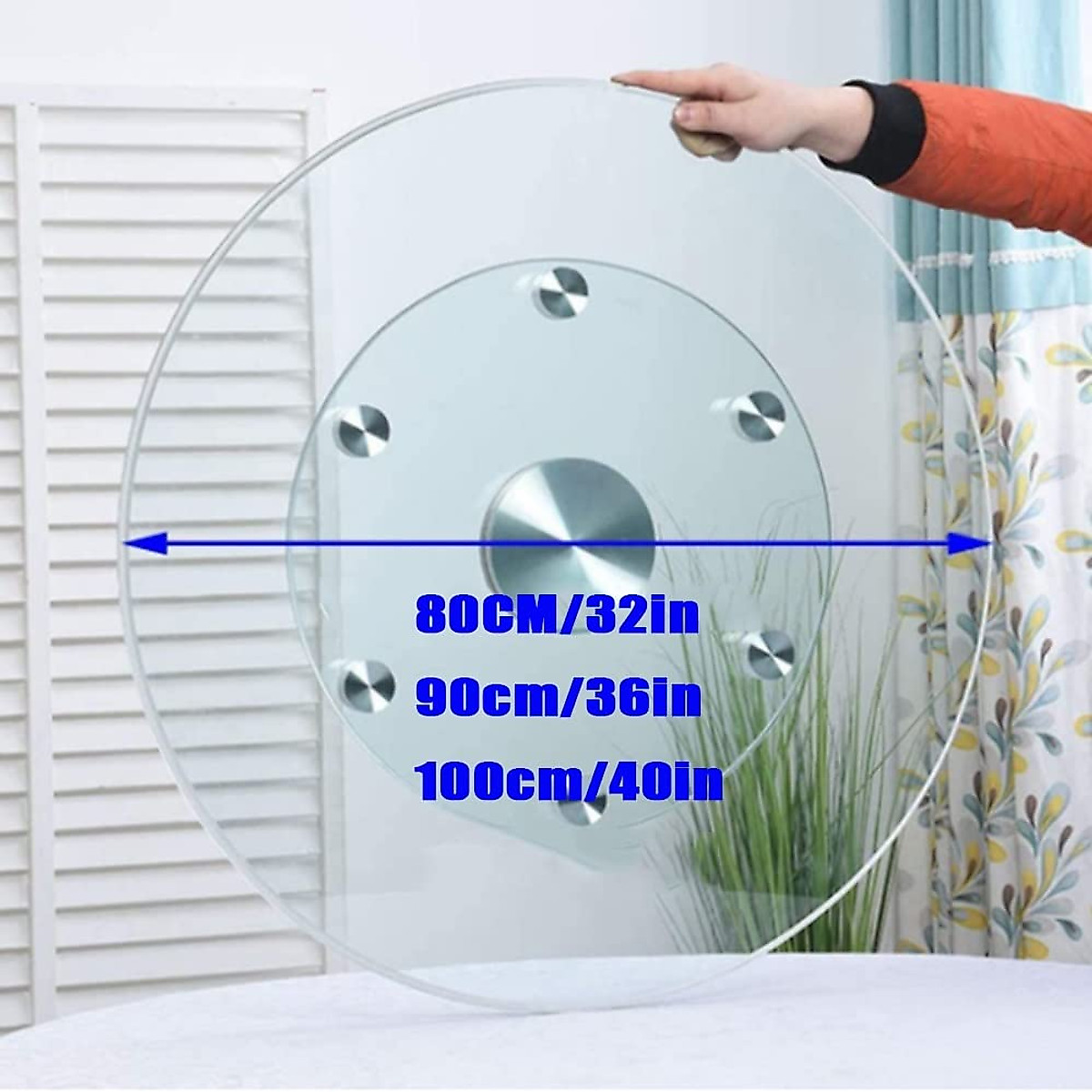 DIBAKO 36" Lazy Susan Glass Turntable,Tempered Glass Swivel Tray,Dining Table Rotating Plate,​Large Round Serving Board For Kitchen (Size : Thickened 90cm/36in)