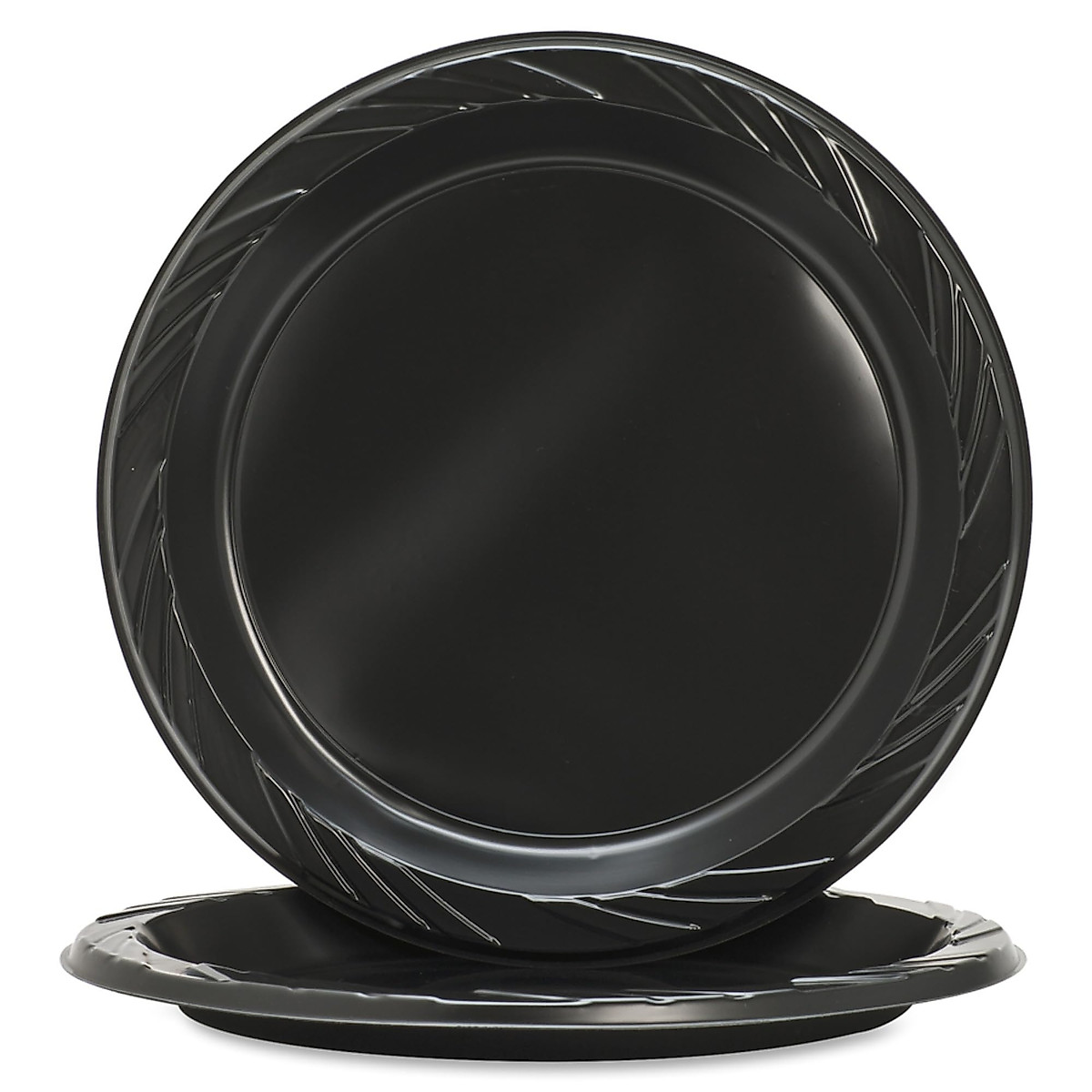 Genuine Joe Round Plastic Black Plates, 9" (Pack of 125)