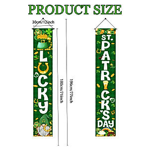 Happy St Patricks Day Banner, St Patricks Day Door Banner, Green Gold St Patricks Day Porch Sign for St Patrick's Day Party Decorations, Lucky St. Patrick's Day Banner for Indoor Outdoor tineit