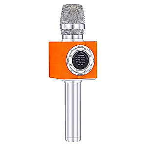 BONAOK Upgraded Wireless Bluetooth Karaoke Microphone with LED Screen, Portable Rechargeable Dynamic Mic and Speaker for Kids & Adults (D17 Orange)