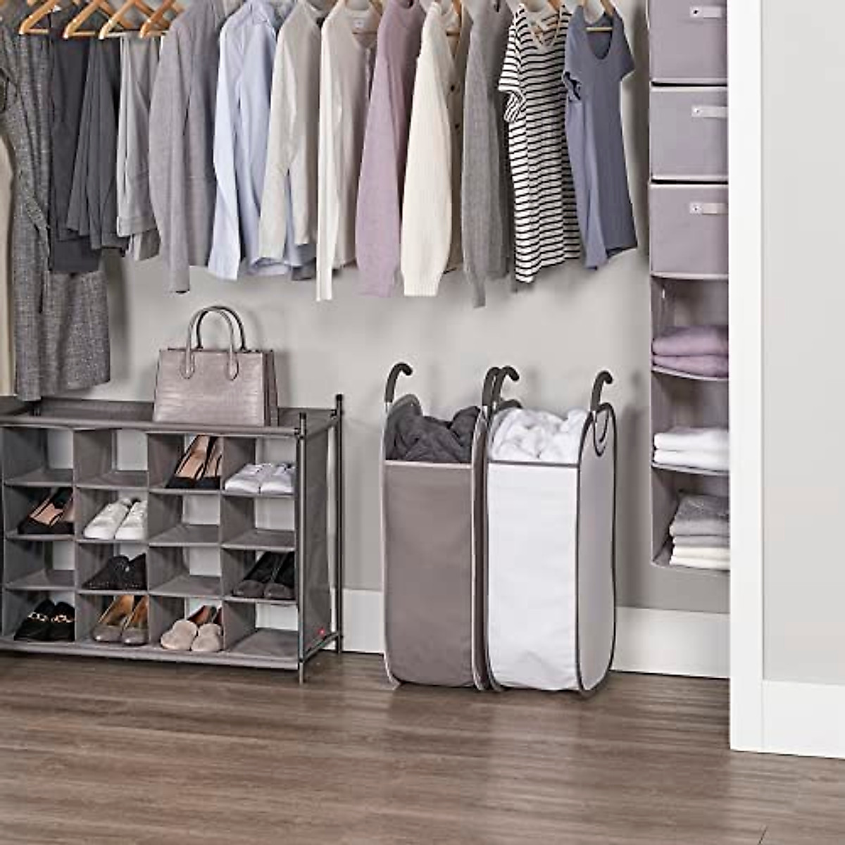 4 Pocket Laundry Hamper With Wheels by Neatfreak! - Rolling Storage Cart With 4 x Dirty Clothes Hamper Tote Bags For Towels, Blankets & Bathroom Organization - Quad Laundry Sorter - 39 x 16 x 35 in