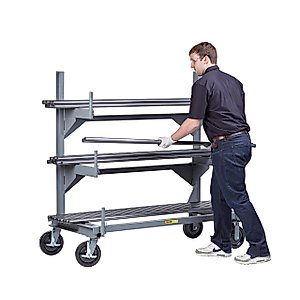 Little Giant CBR-2448-8PHBK Welded Cantilever Rack, Mobile Version, 24"W x 48"L, 61" Height, 24" Width, 4000 Pounds Load Capacity, Gray