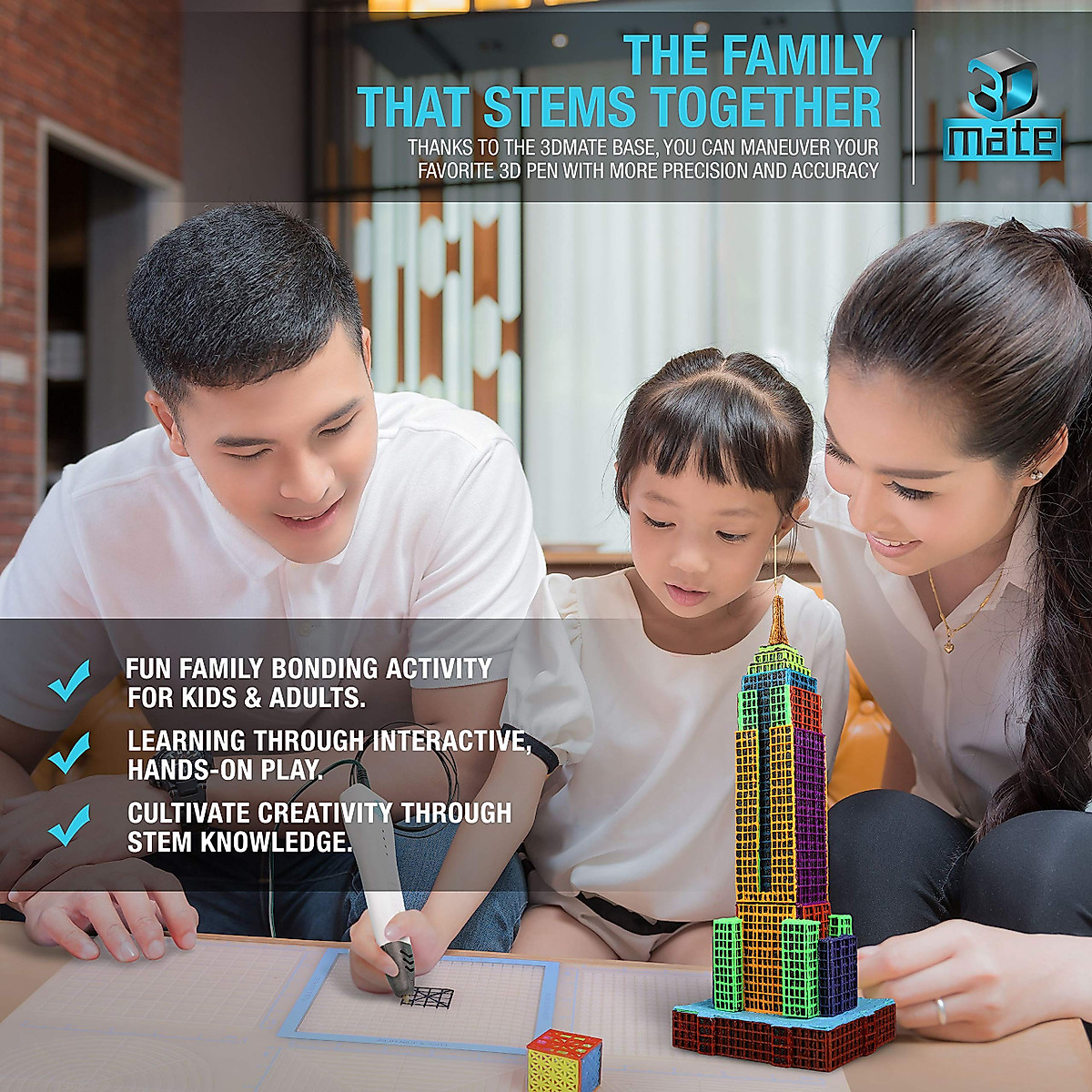 3Dmate Base - Transparent 3D Pen Mat 18 x 12 Inches with Fuse and Join Area - Flexible Two-Sided Heat-Resistant Silicone - 3D Pen Accessories Compatible with Stencils - STEM Activity for Kids, Adults