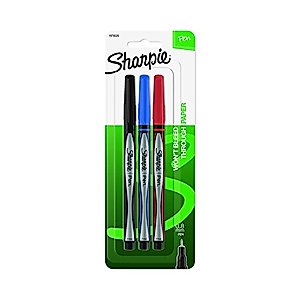 SHARPIE Pens, Fine Point (0.8mm), Assorted Colors, 3 Count